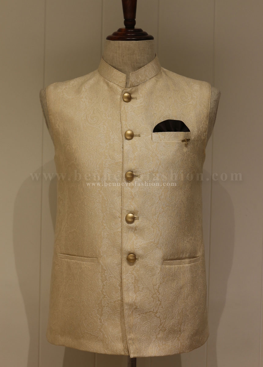 Fawn colored Designer Waistcoat for Men | Bennevis Fashion