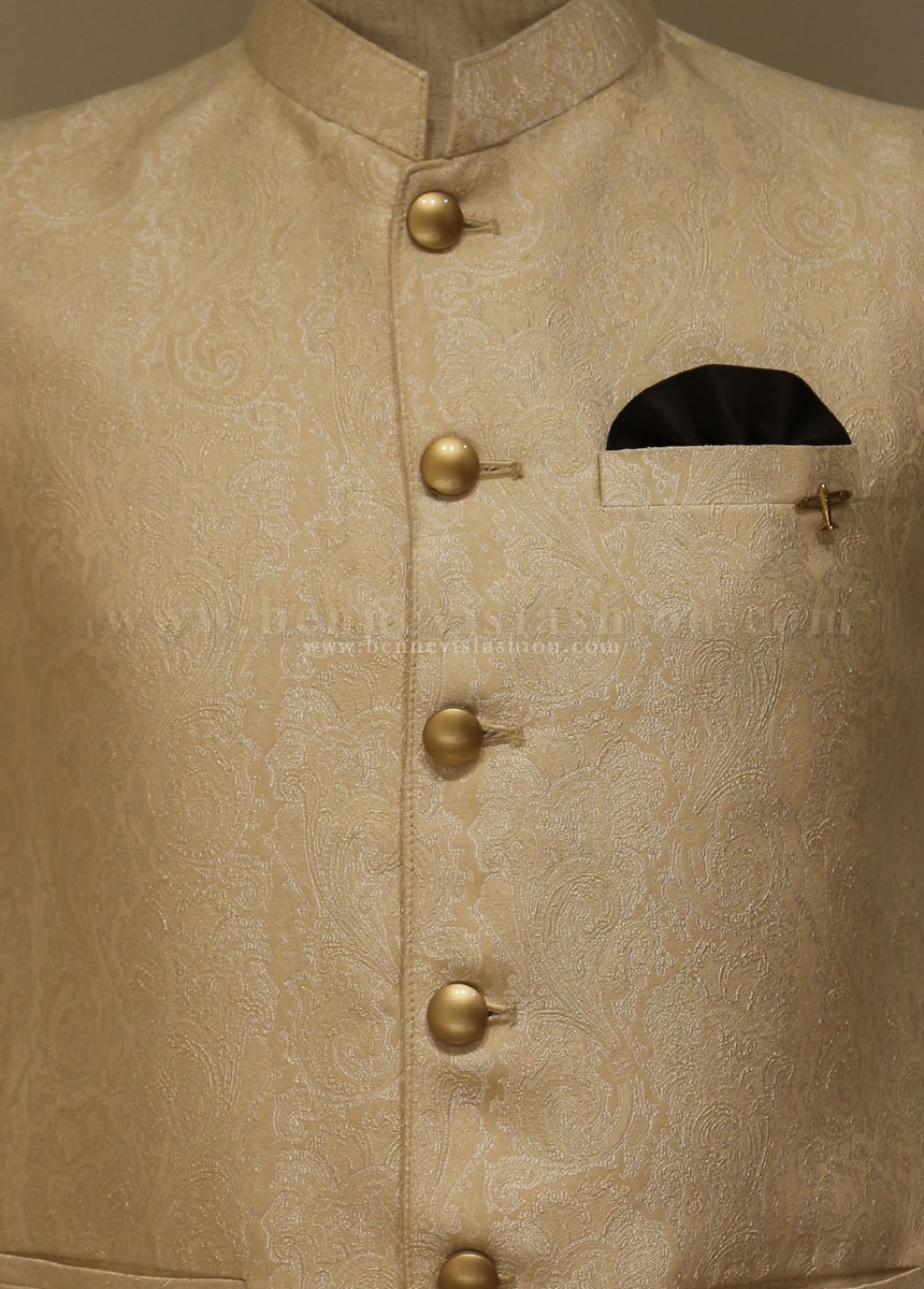 Fawn colored Designer Waistcoat for Men | Bennevis Fashion