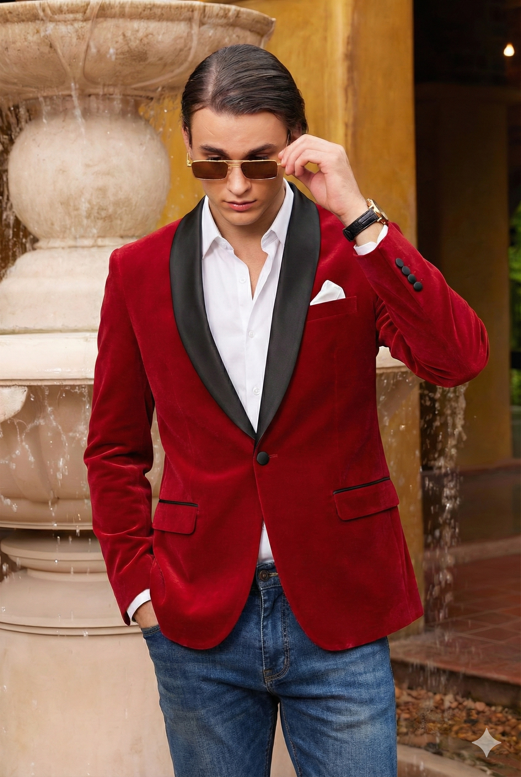 Red Velvet Blazer for Men | Bennevis Fashion